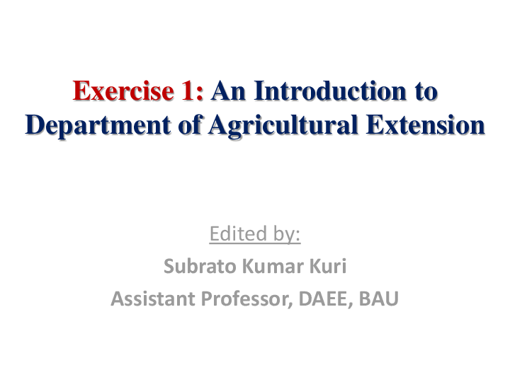 (PDF) An Introduction to Department of Agricultural Extension Education ...