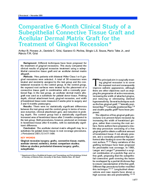 (PDF) Comparative 6Month Clinical Study of a Subepithelial Connective ...