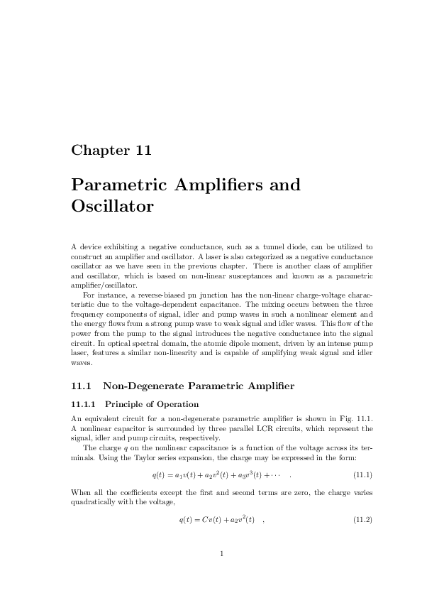 (PDF) Parametric Amplifiers and Oscillator