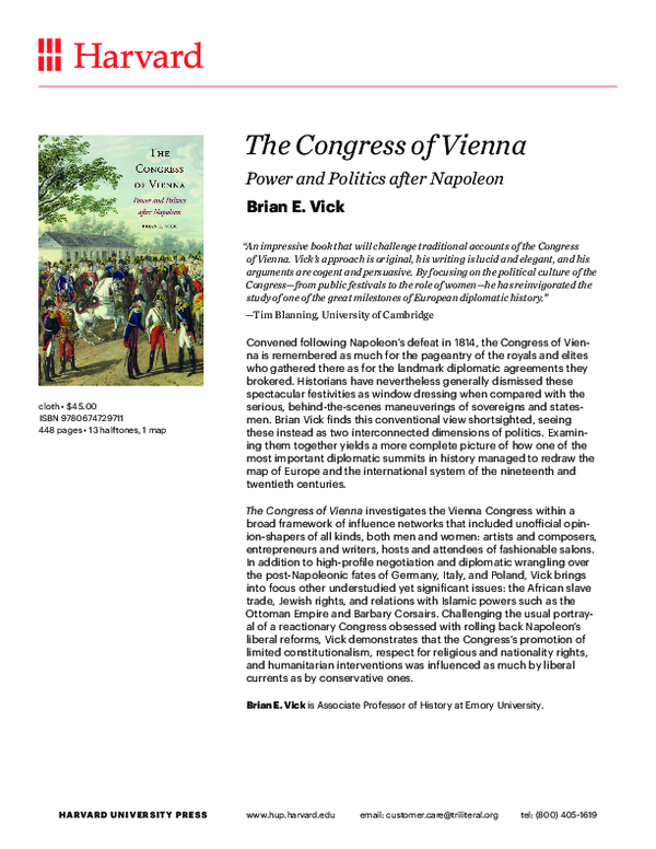 (PDF) The Congress of Vienna: Power and Politics after Napoleon ...