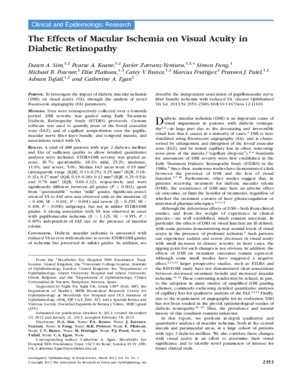 Pdf The Effects Of Macular Ischemia On Visual Acuity In Diabetic