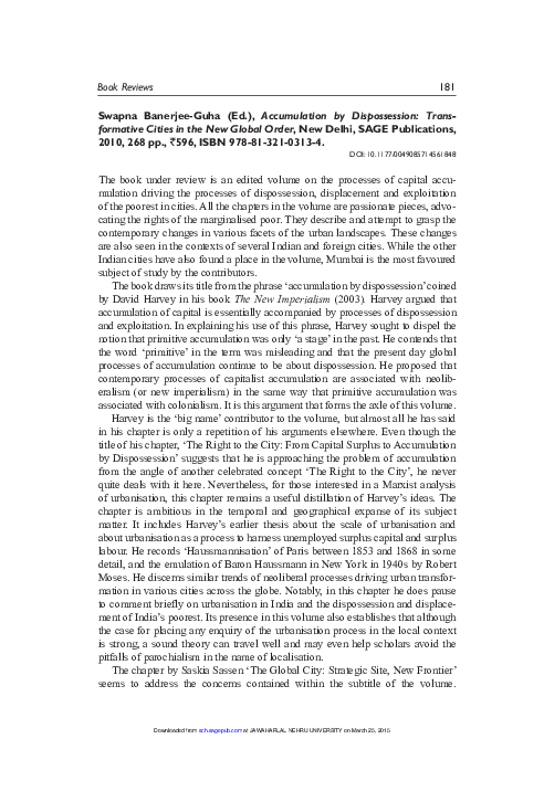 (PDF) Swapna Banerjee-Guha (Ed.), Accumulation by Dispossession ...