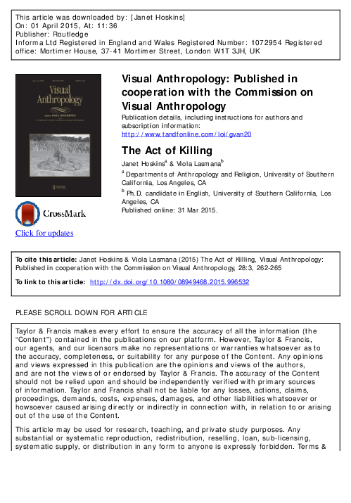(PDF) The Act of Killing