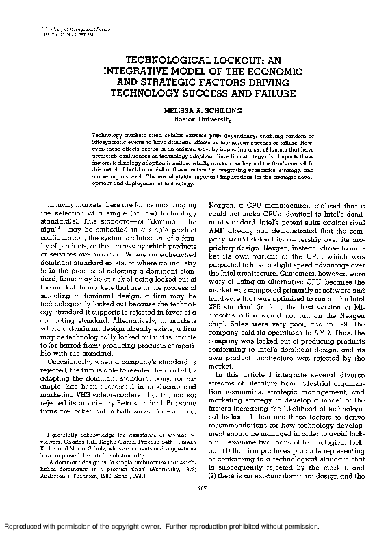 (PDF) Technological lockout: An integrative model of the economic and ...