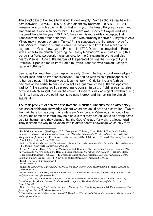 (PDF) Irenaeus, The Rule of Faith and His Fight Against Heresies