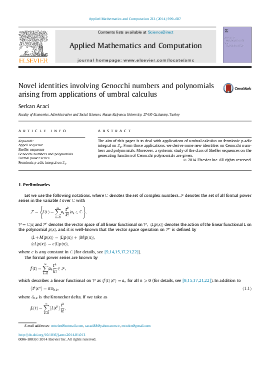 (PDF) genocchi number