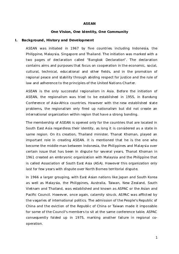ASEAN description as International Organization