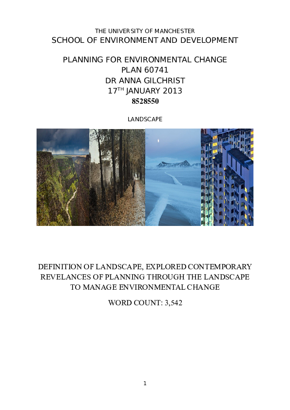 (DOC) PLANNING FOR ENVIRONMENTAL CHANGE