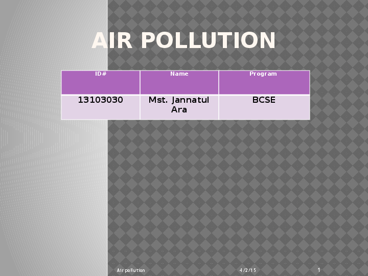 (PPT) Air pollution project presentation