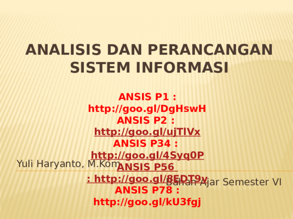 (PPT) Analisa Perancangan Sistem Informasi 01
