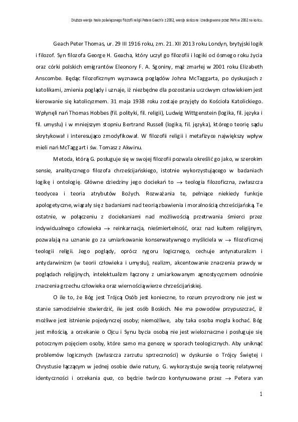 (PDF) Peter Thomas Geach (in Polish) 2002