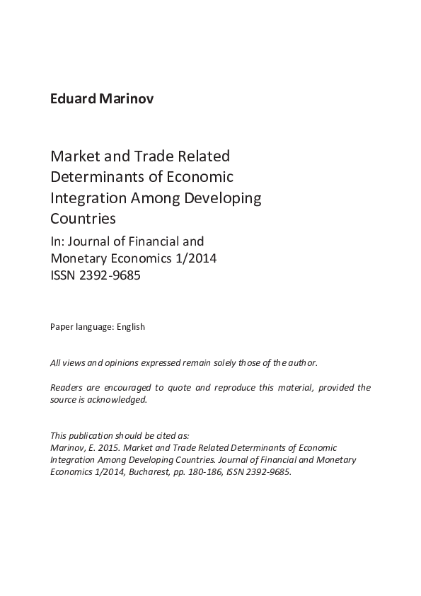 (PDF) Market and Trade Related Determinants of Economic Integration ...