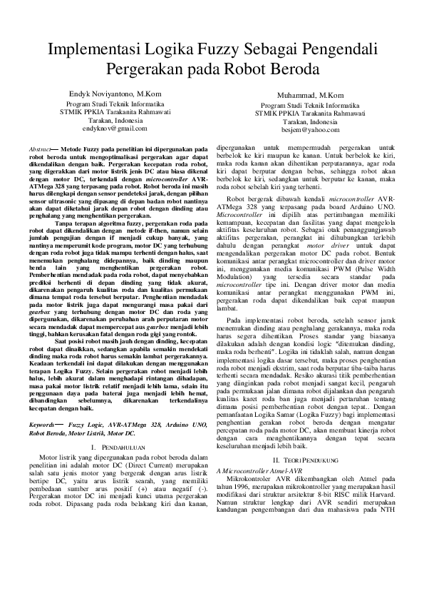 (PDF) Implementasi Logika Fuzzy pada Robot Beroda