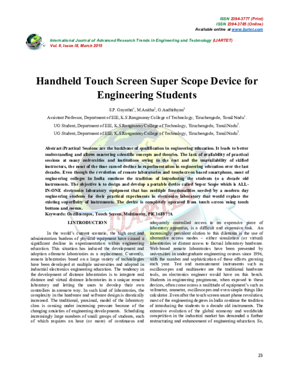 (PDF) Handheld Touch Screen Super Scope Device for Engineering Students