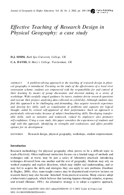 (PDF) Effective teaching of research design in physical geography: a ...