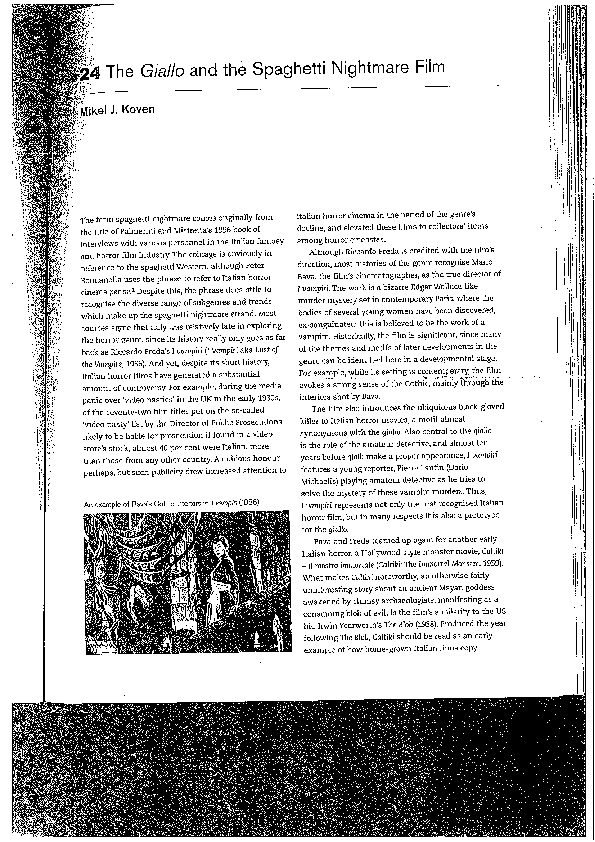 (PDF) "The Giallo, and the Spaghetti Nightmare Film"
