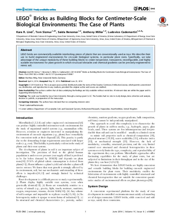 LEGO® bricks as building blocks for centimeter-scale biological ...