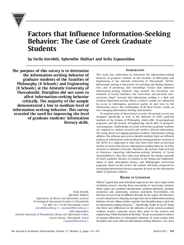 (PDF) Factors that influence information seeking behaviour