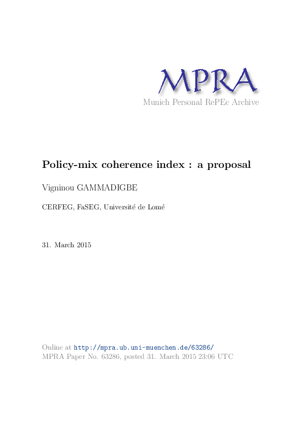 (PDF) Policy-mix coherence index : a proposal