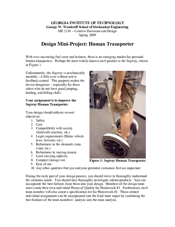 (PDF) Design Mini-Project: Human Transporter
