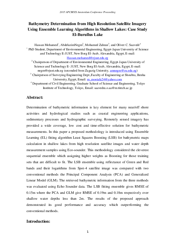 (PDF) Bathymetry Determination from High Resolution Satellite Imagery Using Ensemble Learning ...