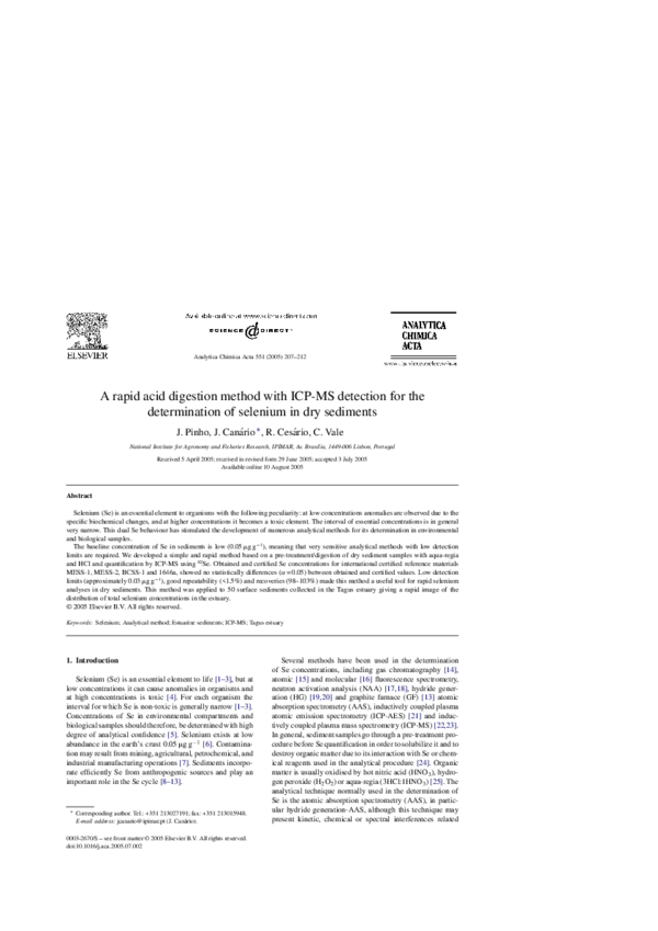 (PDF) A rapid acid digestion method with ICP-MS detection for the ...