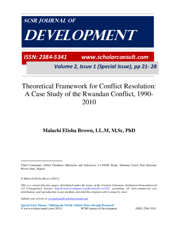 (PDF) Theoretical Framework for Conflict Resolution: A Case Study of ...