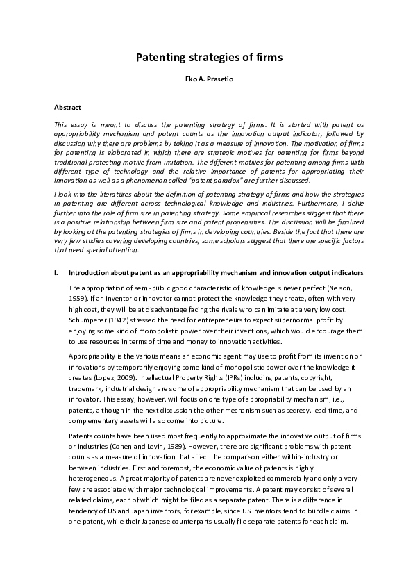 (PDF) Patenting strategies of firms