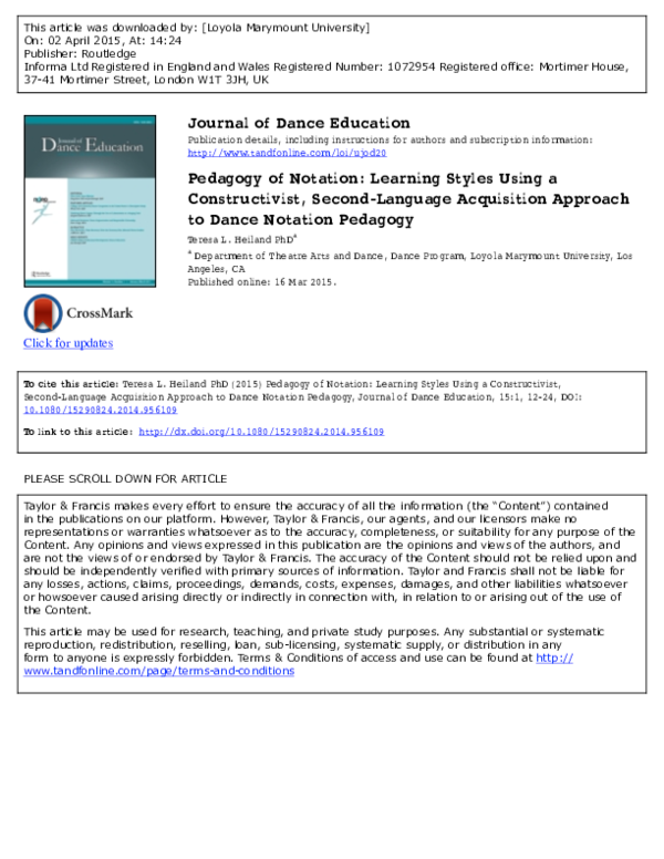 Pedagogy of Notation Learning Styles: Using a Constructivist, Second ...