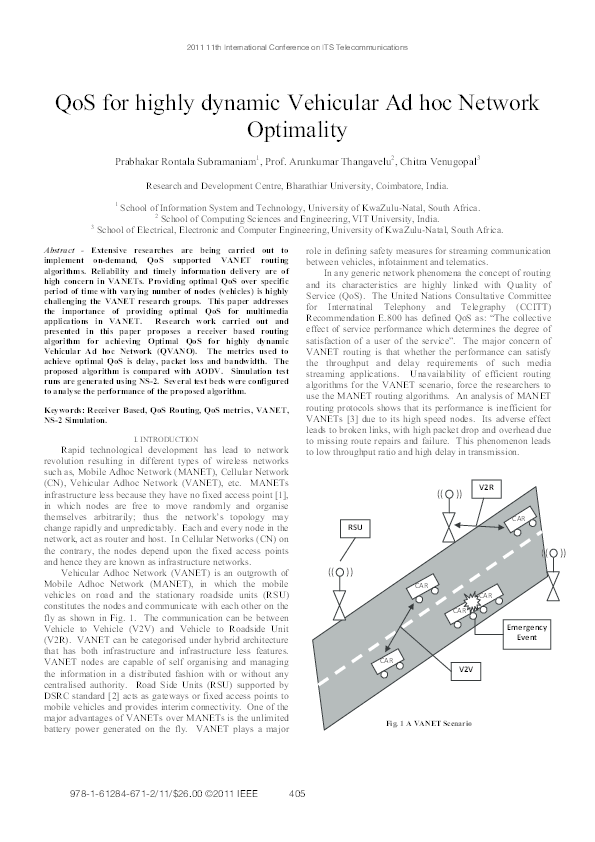(PDF) QoS for highly dynamic Vehicular ad hoc network optimality
