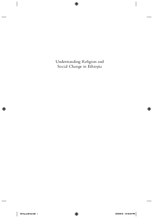 (PDF) Understanding Religion and Social Change in Ethiopia: Towards a ...