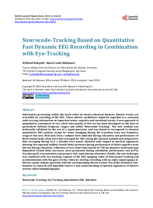(PDF) Neurocode-Tracking Based on Quantitative Fast Dynamic EEG ...