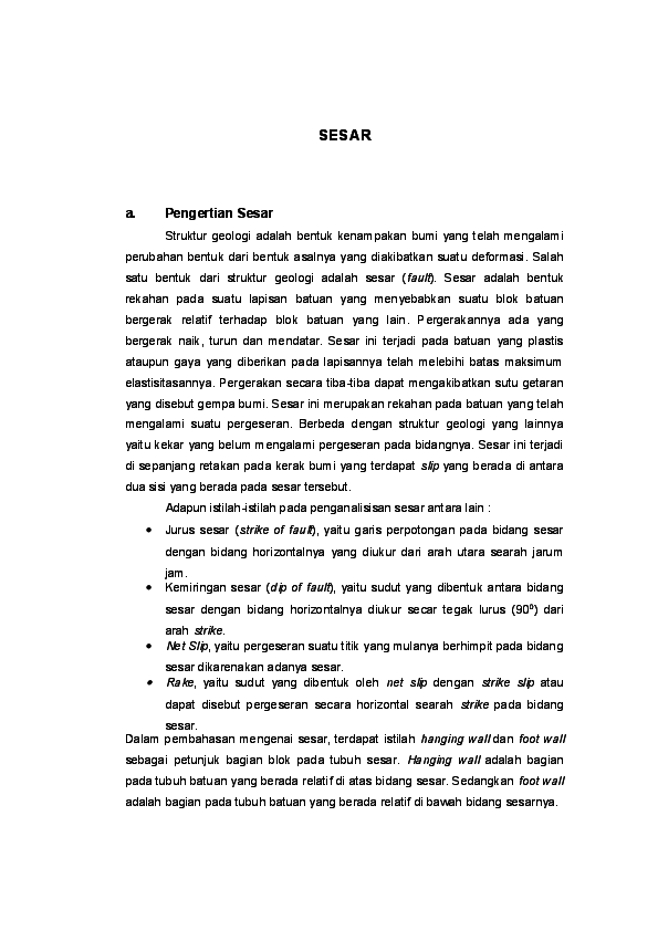 (DOC) SESAR a. Pengertian Sesar