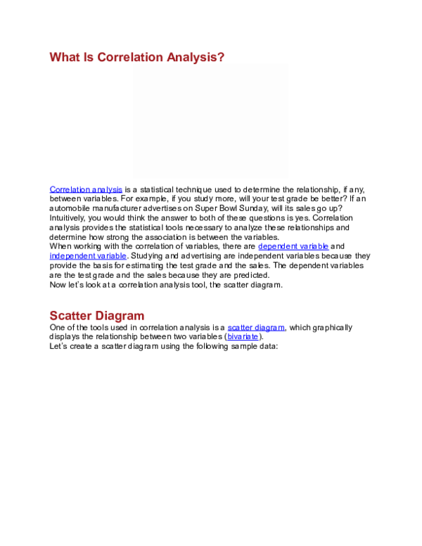 (DOC) What Is Correlation Analysis