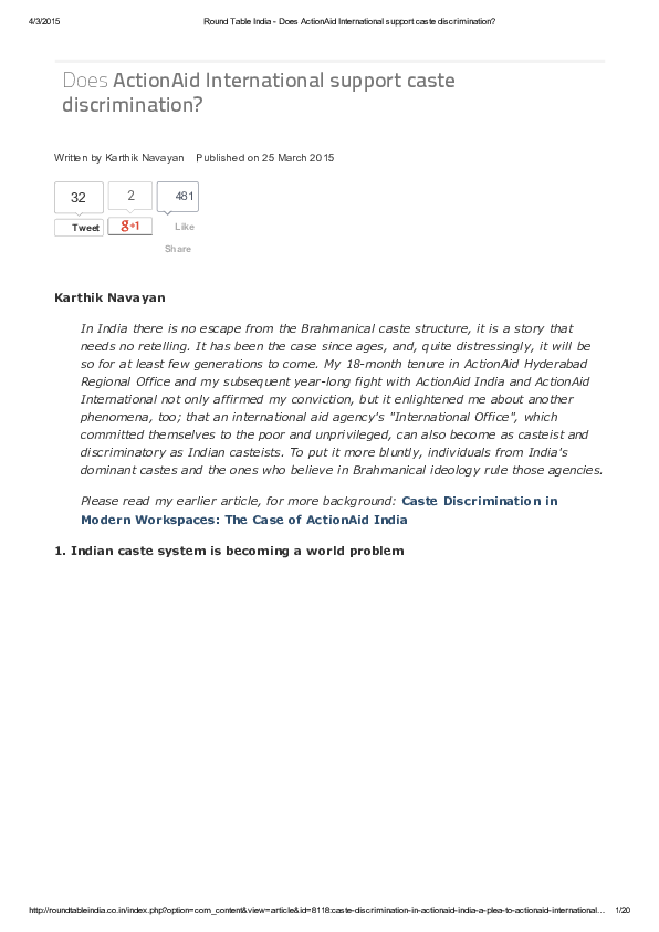 (PDF) Does ActionAid International Support Caste Discrimination