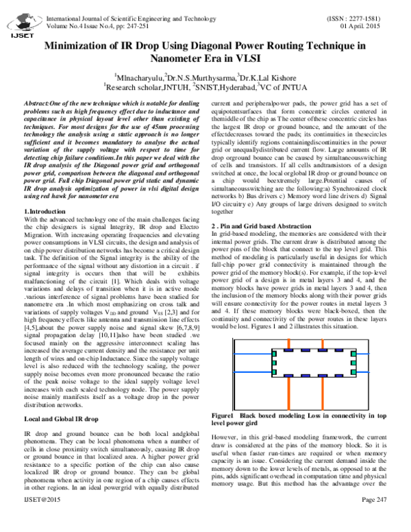 Pdf Minimization Of Ir Drop Using Diagonal Power Routing Technique In