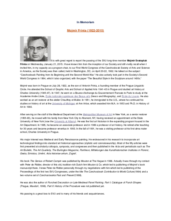 (DOC) In Memoriam: Mojmír Svatopluk Frinta (1922-2015)