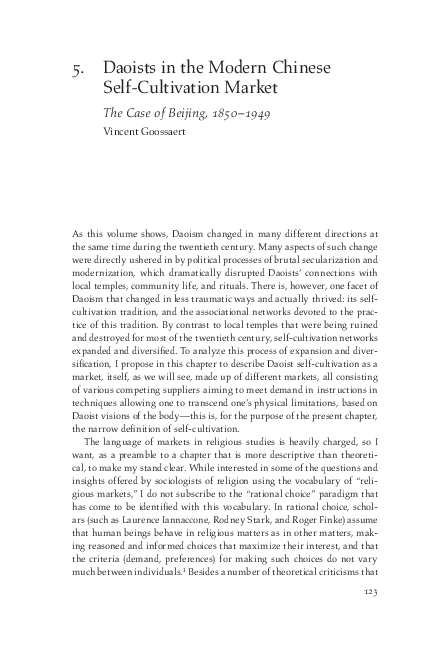 (PDF) « Daoists in the Modern Chinese Self-cultivation Market : the ...