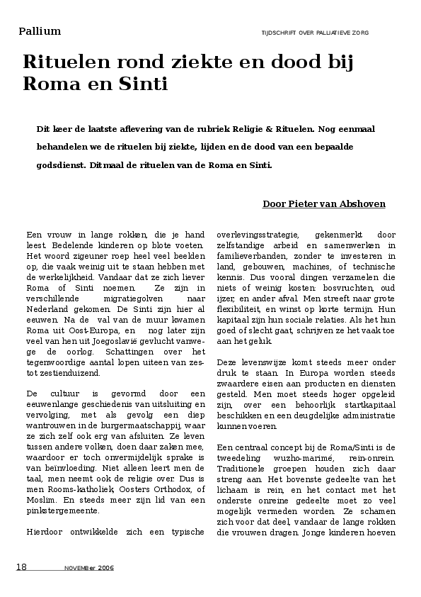 (DOC) Rituelen rond ziekte en dood bij Roma en Sinti