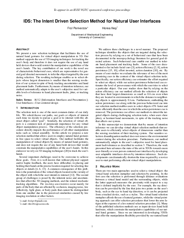 (PDF) IDS: The Intent Driven Selection Method for Natural User Interfaces