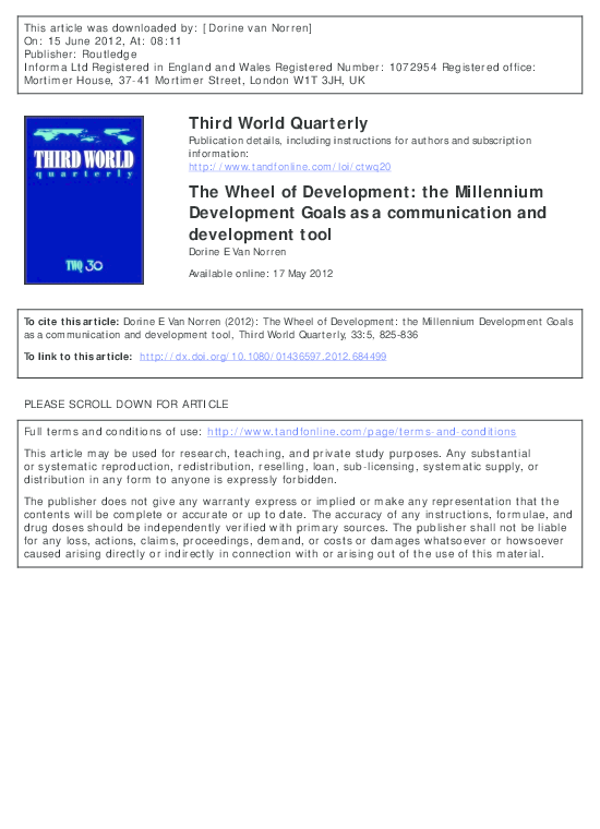 (PDF) The Wheel of Development: the Millennium Development Goals as a ...