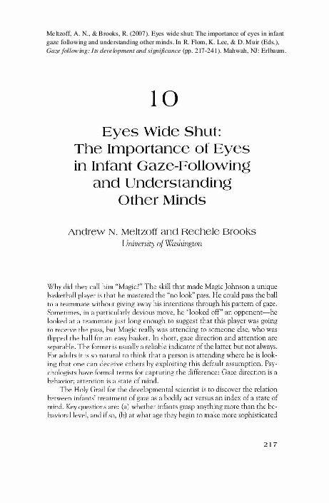(PDF) The Importance of Eyes: How Infants Interpret Adult Looking Behavior