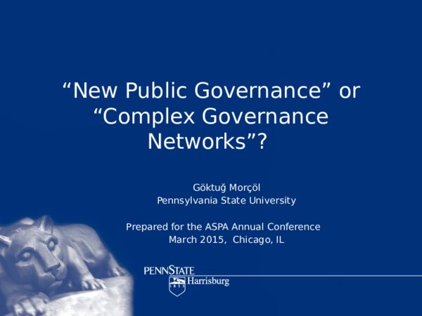 (PPT) “New Public Governance” or “Complex Governance Networks”?