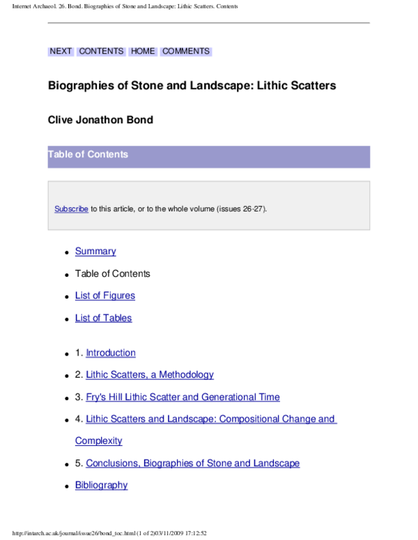 (PDF) Biographies of stone and landscape: lithic scatters