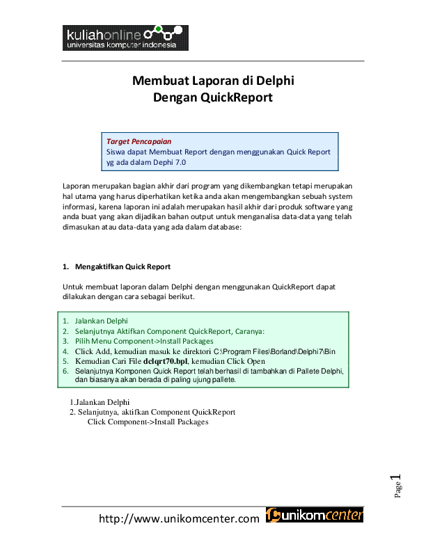 (PDF) Membuat kartu mahasiswa dengan menggunakan objek report di dalam Delphi