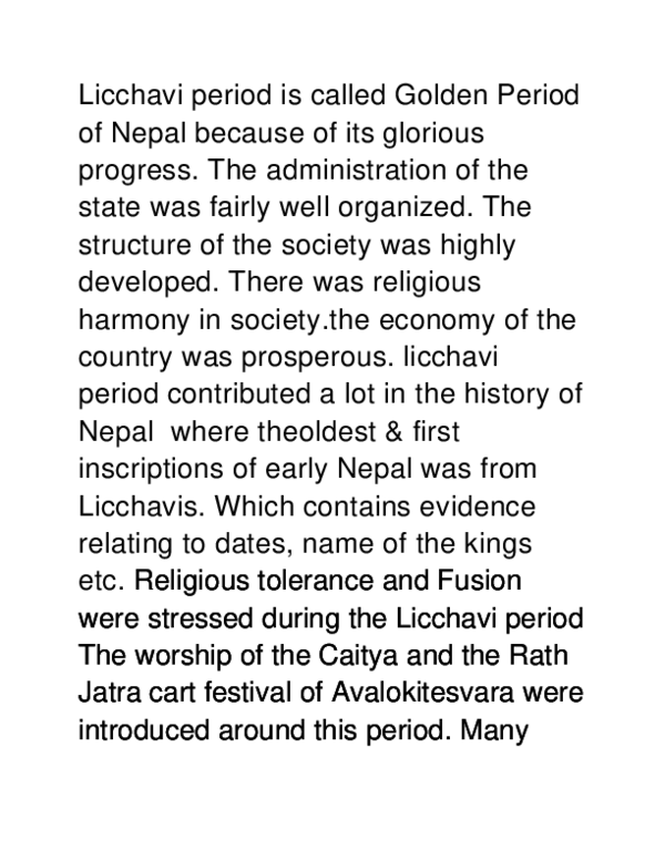 Contribution of Licchavi king Vrisha Deva