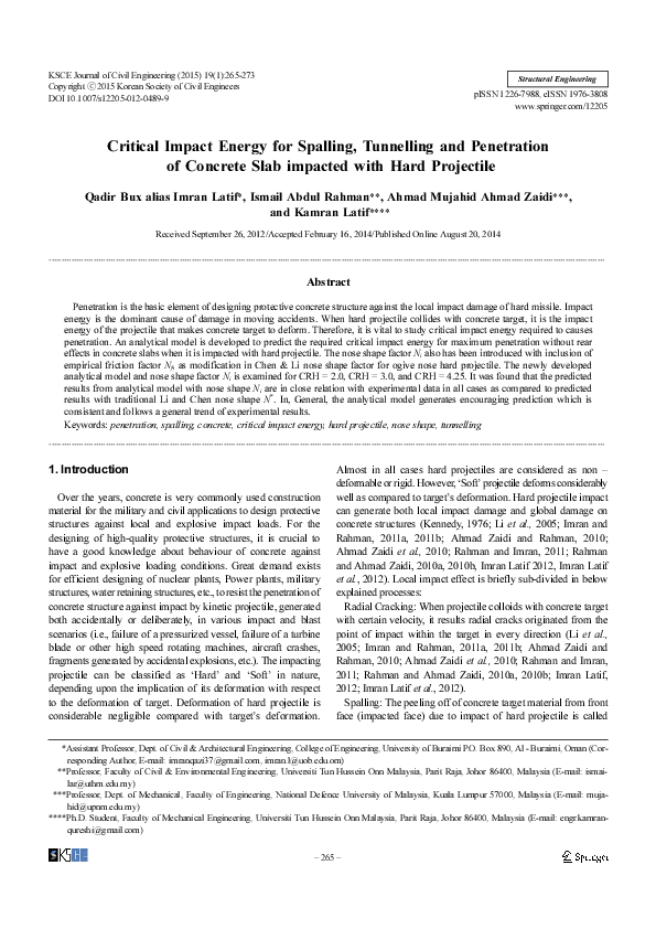 (PDF) Critical impact energy for spalling, tunnelling and penetration ...