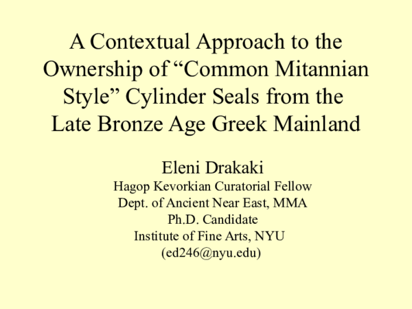 (PPT) A Contextual Approach to the Ownership of ‘Common Mitannian Style ...