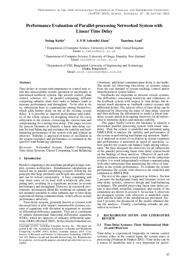Pdf Performance Evaluation Of Parallel Processing Networked System