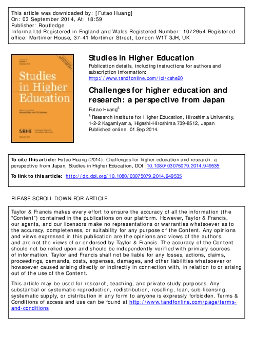 (PDF) Challenges for higher education and research: a perspective from ...